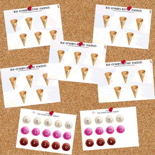 Ice cream letter match by The Bright Kits | TPT