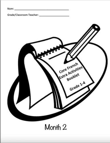 Core French Grade 1-4 Extra Activities/Bell Work October Booklet