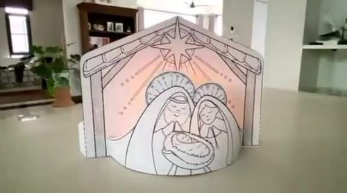 3d Nativity Coloring Page & Luminary - Easy Christian Christmas Crafts