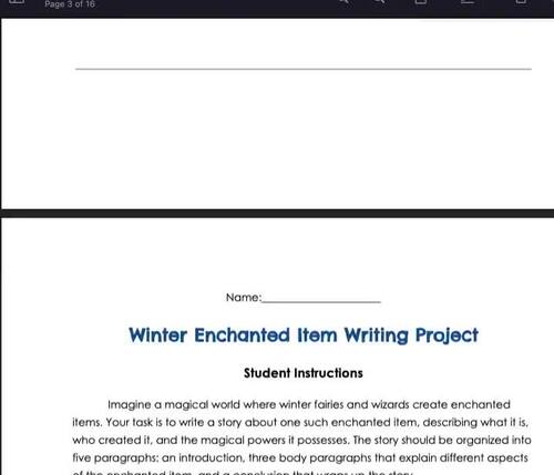 Winter Enchanted Writing Project for Grades 4-7 | Creative Language