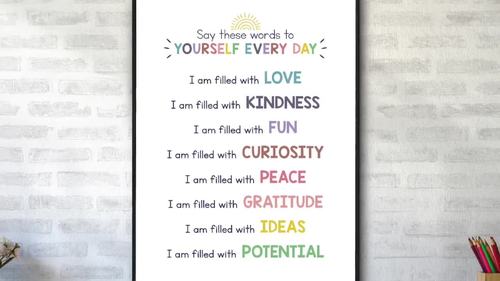 “I Am Filled With” Affirmation Poster for Kids | Growth Mindset Print ...