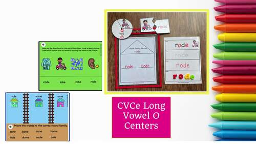 First Grade CVCe Long Vowel O Centers and CVCe Long Vowel U Centers