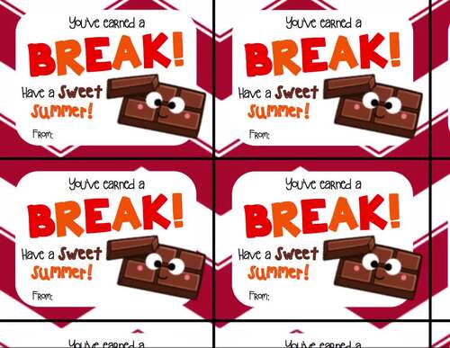 End of Year Gift Tags | “You’ve Earned a Break” Summer Tags | Candy Bar ...