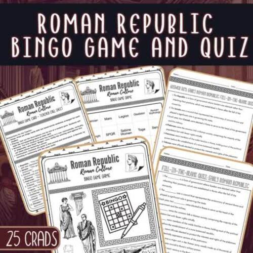 Roman History Bingo Game Pack - End of Year or Unit Review | TPT