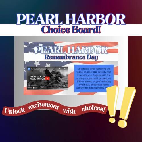 Pearl Harbor Remembrance Day Choice Board by HoneyBearMaestra | TPT