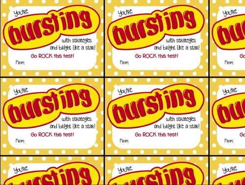Starburst Testing Motivation Treat Tag- You're bursting with strategies...