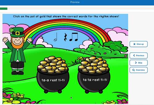 St. Patrick's Day Rhythm Digital Game | Half Note | TPT