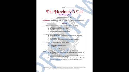 Handmaid's Tale Chapters 31-34 Quiz, Worksheets, Games, and Answer Keys ...