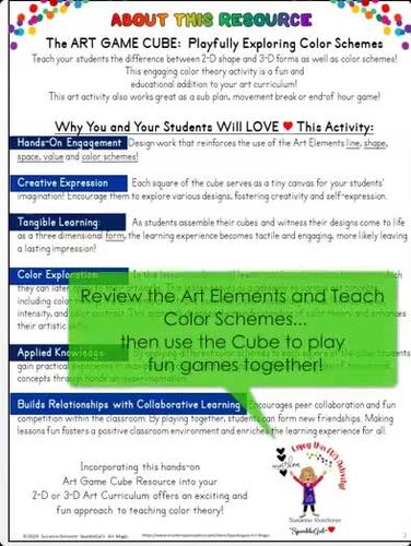 Color Schemes ART GAME CUBE-4 Games! Elementary Middle School Art ...