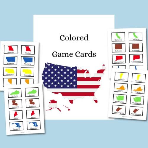 US States Matching Game Cards for Memory and Go Fish by More Than Just ...