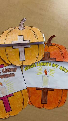 Faith Pumpkin Craft | Christian Catholic Halloween | Jesus Lights My ...