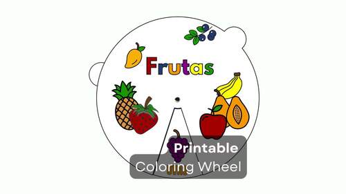 Fruits Coloring Wheel in Spanish, Printable Toddler Crafts, Frutas ...