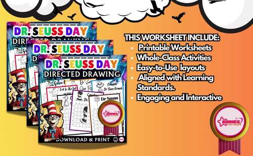 Dr Seuss March Directed Drawings Activities 3rd,4th,5th,6th,7th,8th,9th ...