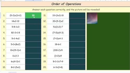 Order of Operations No Exponents PEMDAS Pixel Art Math Activity | TPT