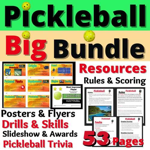 Pickleball Unit Activities Big Bundle Rules Scoresheets Drills Awards ...