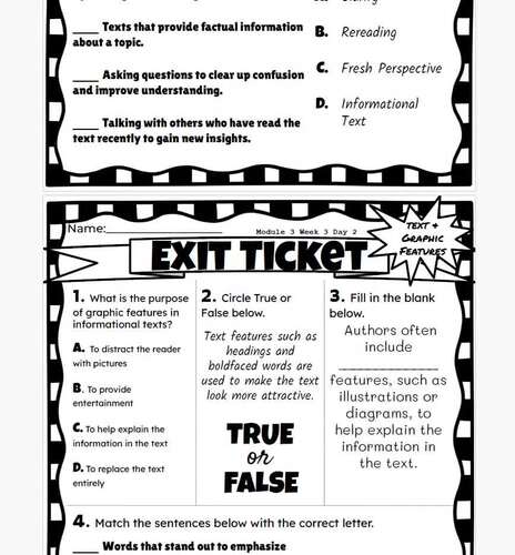 HMH Into Reading Lesson Exit Tickets - Fifth Grade - Module 3 Week 3