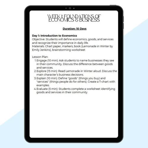 Create a Business PBL | 10-Day Project-Based Learning Plan | Economics ...