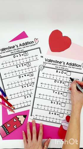 Valentine's Day Addition within 20 Practise Worksheets Kindergarten 1st ...