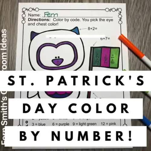 St. Patrick's Day Addition & Subtraction Color By Number Bundle Funky ...