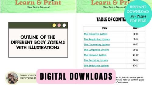 Human Body Systems Outlines with Illustrations, Biology Notes, Reviewer ...