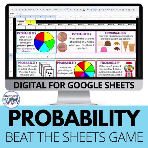 Probability and Outcome Google Sheets™ Digital Beat the Sheets Activity