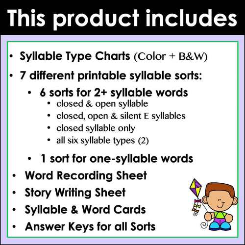 Spring and Easter Syllables Worksheets Sorting Word Building Activity Craft