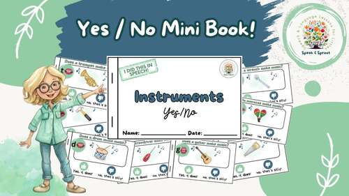 Yes / No Mini Book (Instruments: Does a + noun + make music?) | TPT