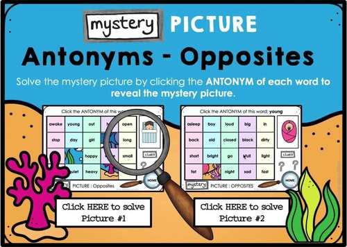 Match the Antonym | Opposite Words Mystery Picture Boom Cards™ Set 1