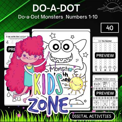 Do-a-Dot Monsters Numbers 1-10 by GLD Worksheet Kids | TPT