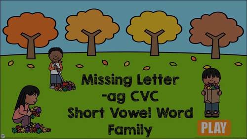 ag Short Vowel Word Family Missing Letters for PowerPoint™ Google™ & Boom™