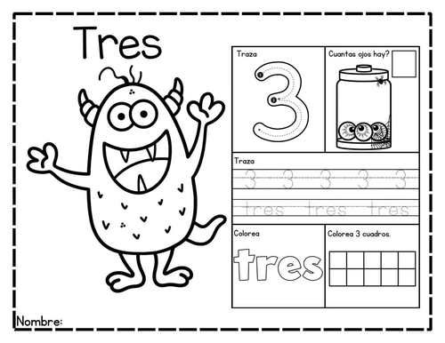 HALLOWEEN NUMBER SENSE IN SPANISH 1-10 | WRITING NUMBERS 1-10 by sheetworm