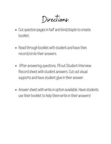 Spring Visual Student Interview | Special Education | TPT