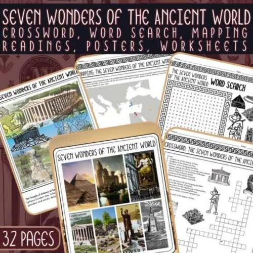 Seven Wonders of the Ancient World: Crossword, Word Search, Mapping ...