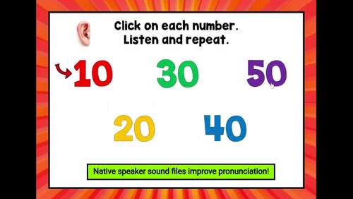 NUMBERS 20-100 BOOM CARDS English Boom Cards ESL ENL ELL EFL EDL Task Cards
