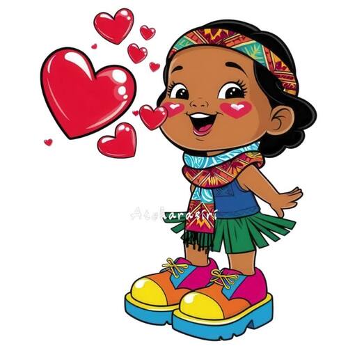 Quirky Girl Blowing Heart-Shaped Bubbles: 12 PNG Files with Transparent ...