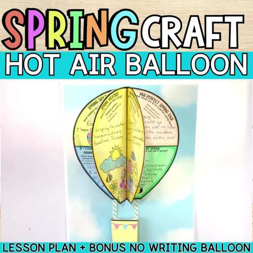3D Spring Hot Air Balloon - ESL Writing Activity Craft for Elementary