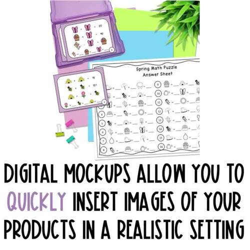 Spring Mockups Flat Lay for Product Covers with Canva Link by The 4x6 Store