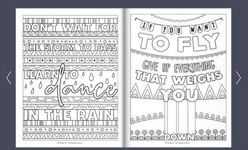 Motivational Wellness Quotes Adult Coloring Pages for Self Care Book