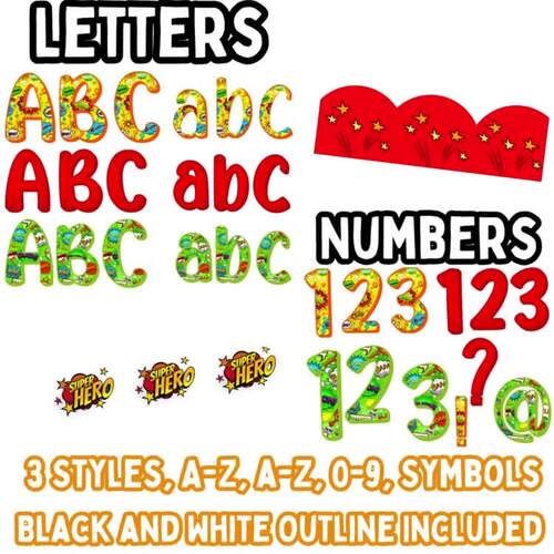 Superhero Bulletin Board Letters and Border Bundle for Superhero Themed ...