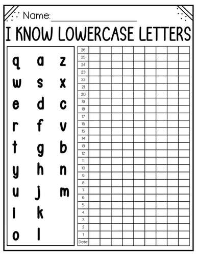 Kindergarten Data Tracker for Letters, Numbers, and Name Writing Assessment