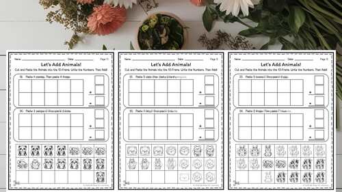 Let’s Add Animals within 10! | Cut & Paste Math Worksheets (PreK–K)