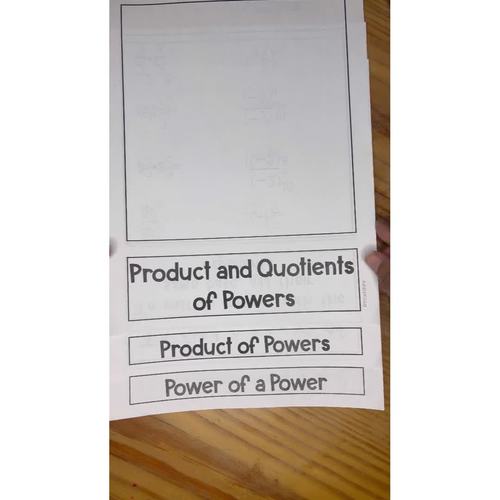 Product and Quotients of Powers-Law of exponents Flipbook by Ms Pat Store
