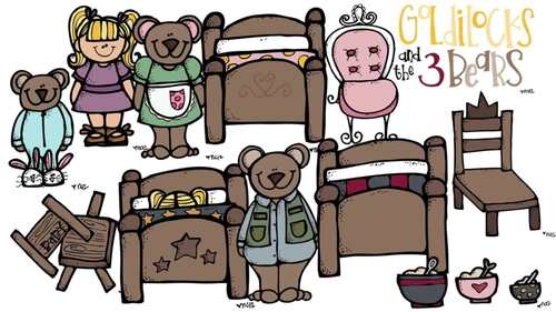 3 Bears clip art, Goldilocks clip art, literature clip art COMBO PACK