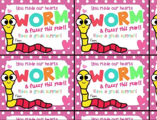 Cute Gummy Worms End of Year Gift Tag- You made my (our) heart(s) WORM