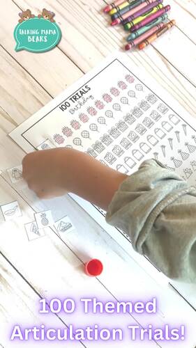 100 Themed Articulation Trial Worksheets by Talking Mama Bears | TPT