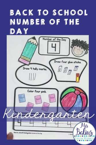 Number Sense Morning Work Back to School Math Kindergarten Number of ...