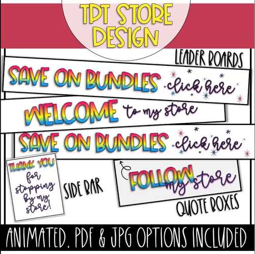 TPT Seller Quote Box, Banner and Side Bar - Rainbow Theme by Teach Big ...