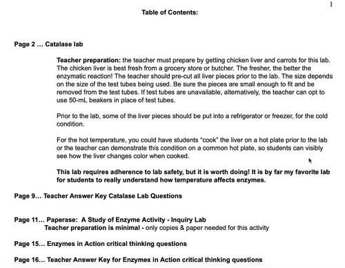 Enzyme Unit Bundle (Laboratory activities, student worksheets & answer ...