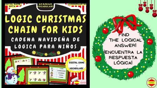 Logic Christmas chain for kids in Spanish No prep game Lógica para ...