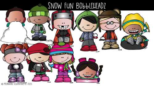 Snow Fun clip art, Bobbleheadz clip art, Winter clip art COMBO PACK
